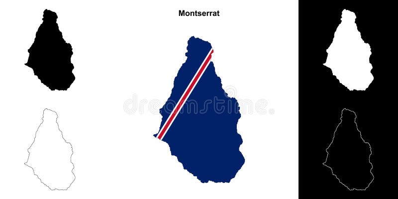 Montserrat outline map stock vector. Illustration of country - 323785451