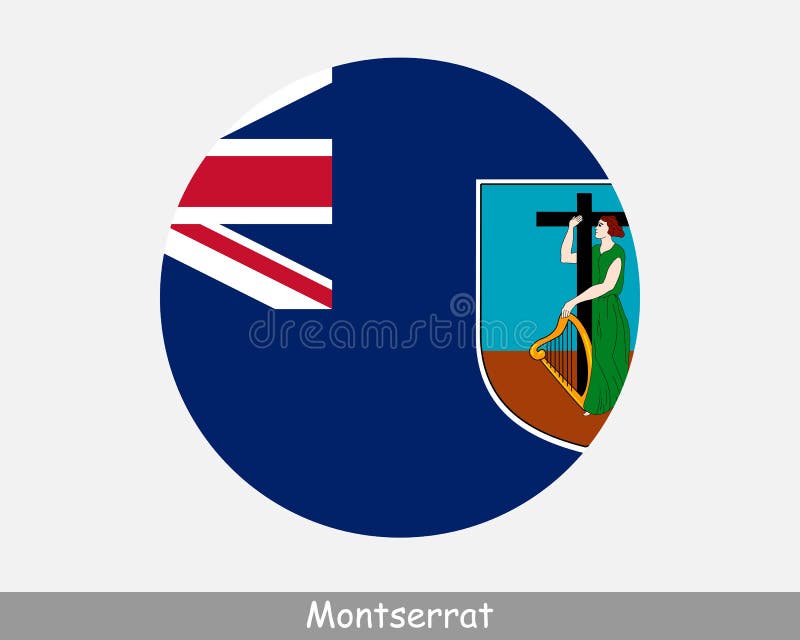 Montserrat Round Circle Flag. Montserratian Circular Button Banner Icon ...