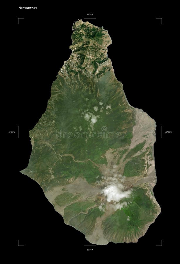 Montserrat Shape on Black. Low-res Satellite Stock Illustration ...