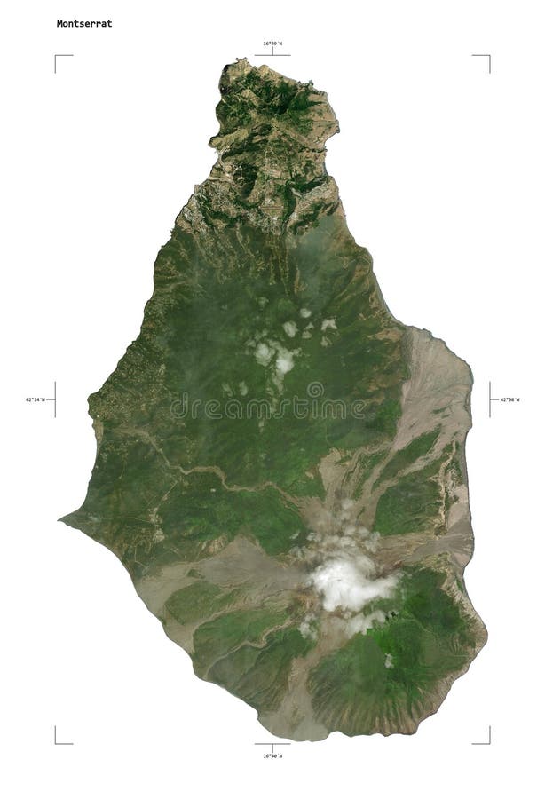 Montserrat Shape on White. Low-res Satellite Stock Illustration ...