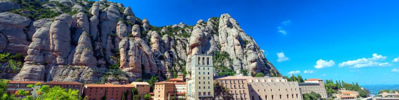 MONTSERRAT, SPAIN. Panoramic View of the Abbey of Santa Maria De ...