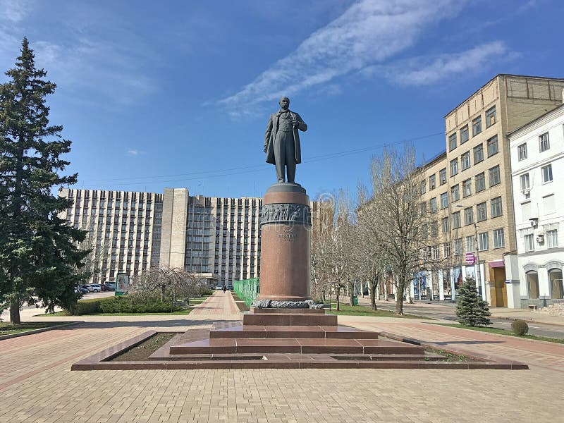 Monument on the Background of High-rise Buildings. Soviet Architecture ...