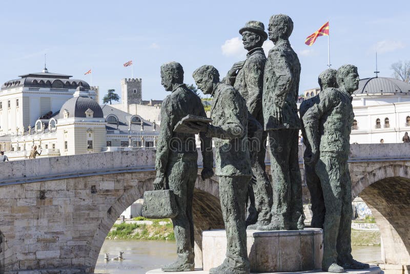 Monument of the Boatmen of Salonica in Skopje - Macedonia Stock Photo ...