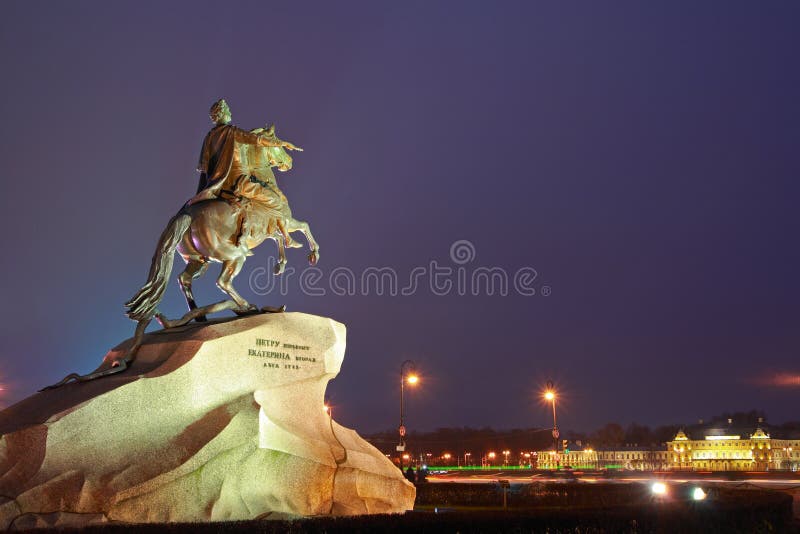 Monument Bronze Horseman stock image. Image of lights - 64982569