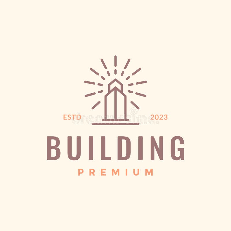 Monument Building Gate Simple Style Lines Sunburst Minimal Logo Design ...