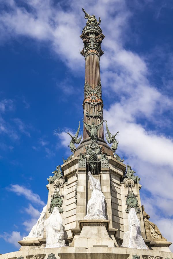 Monument of Christopher Columbus in Barcelona, Spain Stock Image ...