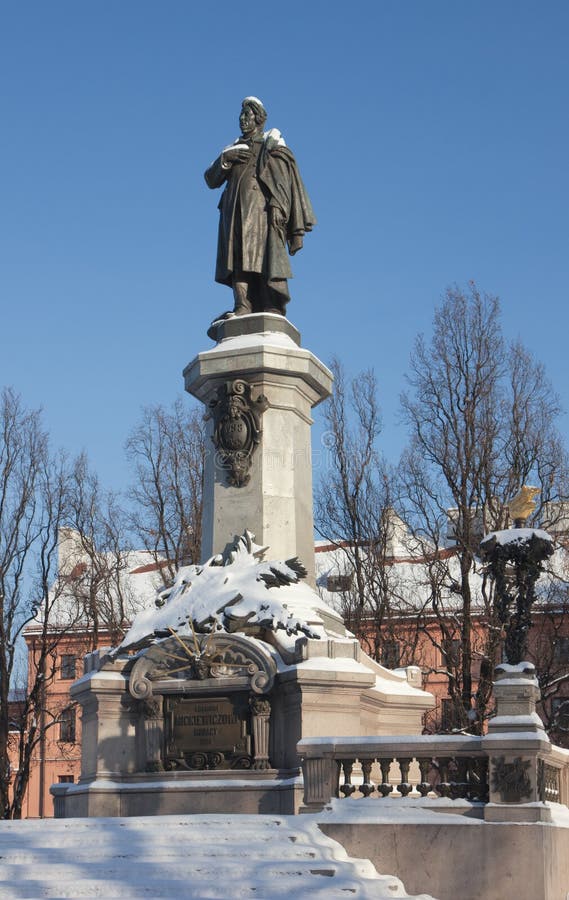 Monument D'Adam Mickiewicz, Varsovie, Pologne Image stock - Image du ...