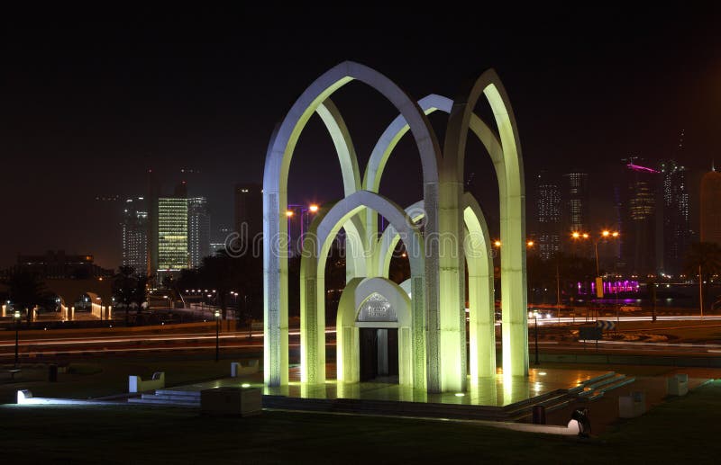 Monument in Doha, Qatar stock photo. Image of vertical - 23781820