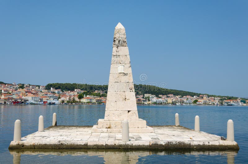 Monument in Drapano Bridge, Argostoli, Cephalonia, Greece Stock Image ...