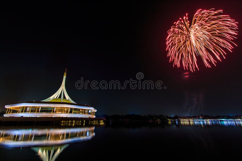 Monument at King Rama IX Park with Firework Background Stock Image ...