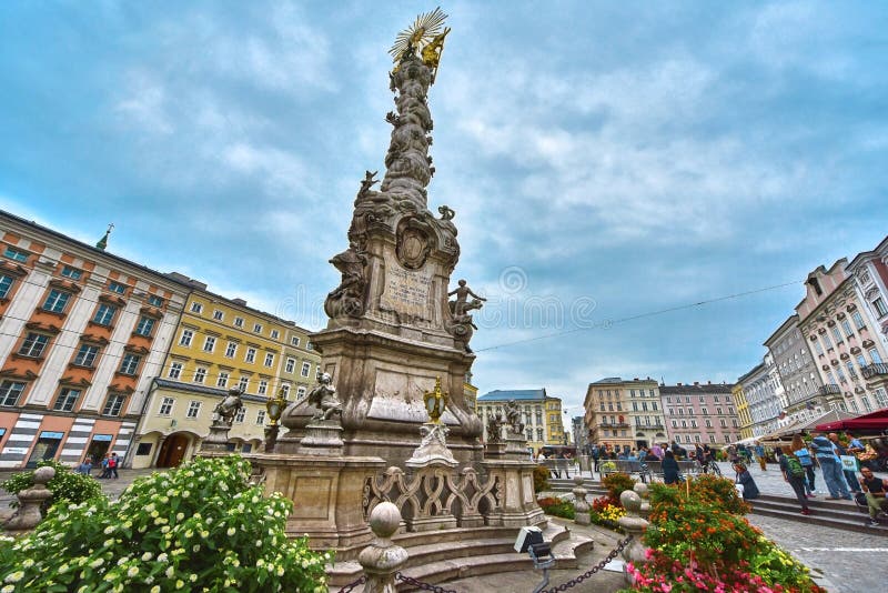 Monument at Linz square editorial image. Image of ancient - 173919215