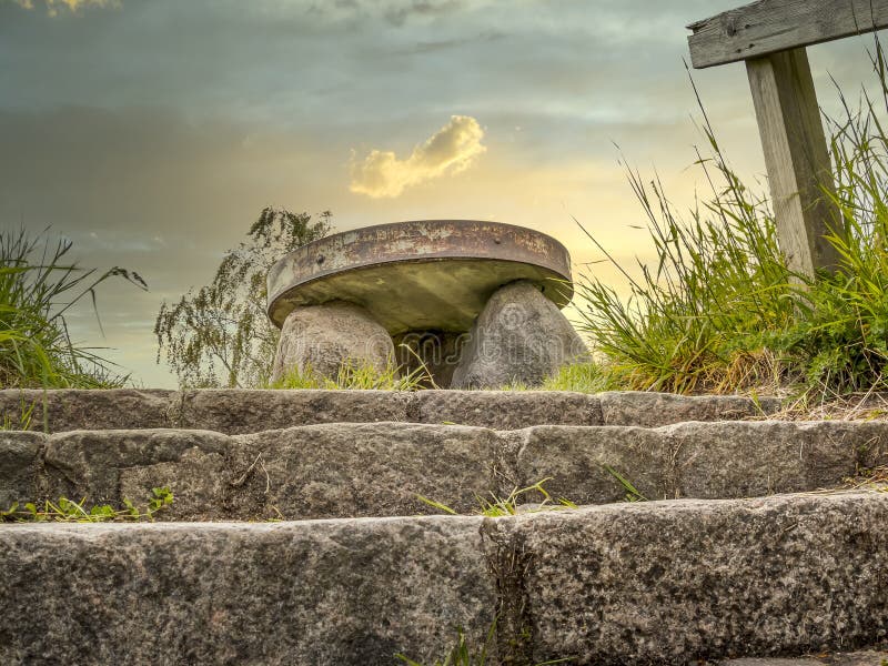 Monument Made Of An Old Millstone, Three Large Stones With A Large ...