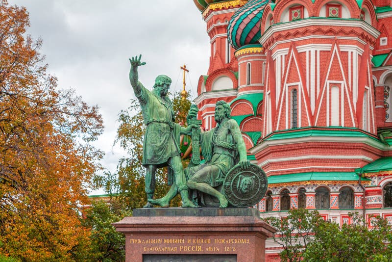 Monument by St Basil Cathedral on Moscow Red Square Stock Image - Image ...