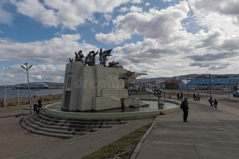 Monument To the Crew of Goleta Ancud on the Waterfront in Punta Arenas ...