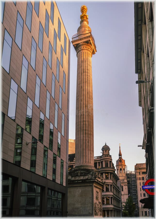 A Monument To the Great Fire in City, London Editorial Stock Photo ...