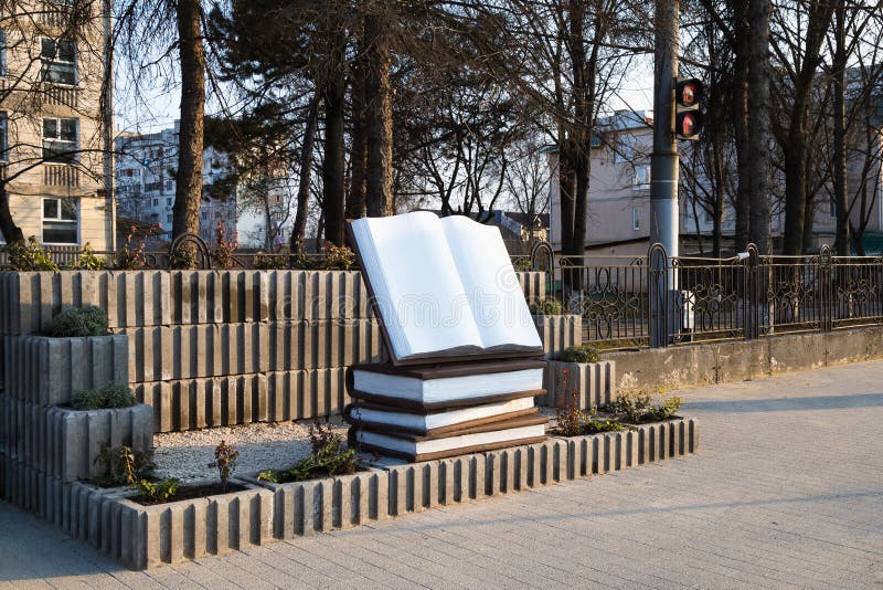 Monument To an Open Book without Text. Knowledge and Education Symbol ...