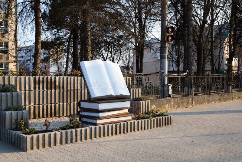 Monument To an Open Book without Text. Knowledge and Education Symbol ...