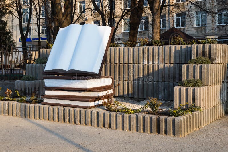 Monument To an Open Book without Text. Knowledge and Education Symbol ...
