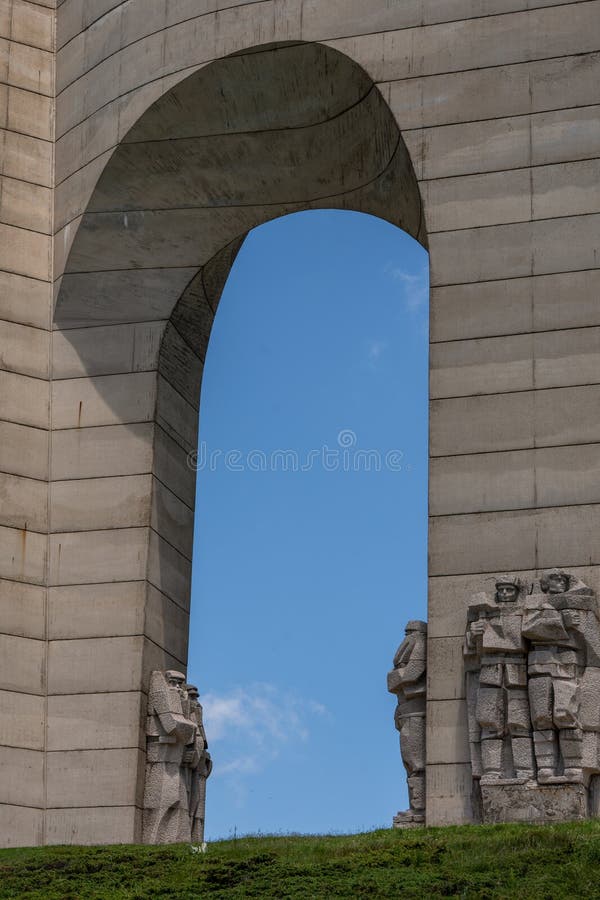 Monument To the Soviet Army Framing a Blue Sky with a Large Arch Stock ...