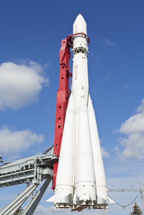Rocket Vostok in the Park Next To the Exhibition of Planets in Gray ...