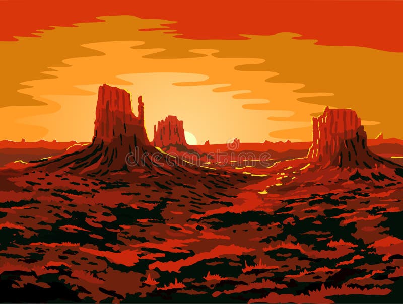 Monument Valley stock vector. Illustration of romance - 24654102