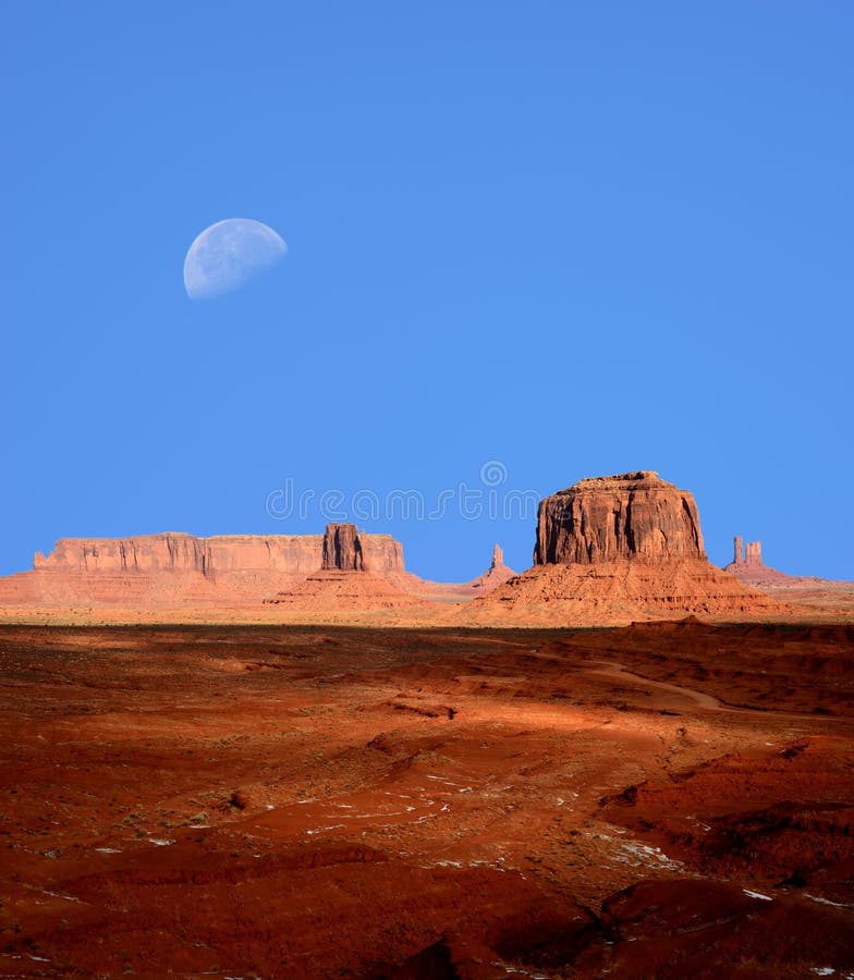 Monument Valley Arizona Moon Rise Stock Image - Image of picturesque ...