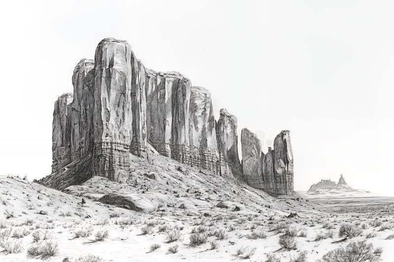 Monument Valley Buttes Dramatic Desert Landscape Black and White ...