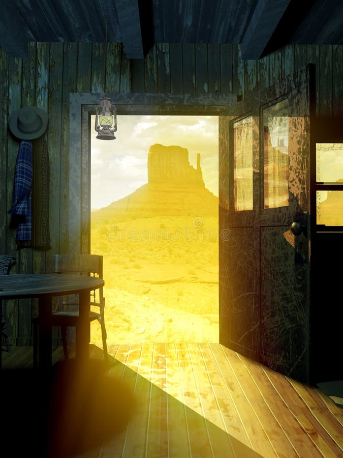 Monument Valley through the Door Stock Illustration - Illustration of ...
