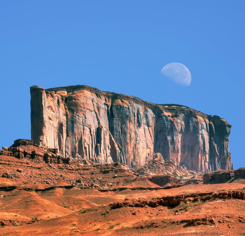 Monument Valley Moon stock photo. Image of picturesque - 53725122