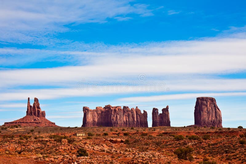 Monument Valley Rock Formations Stock Image - Image of color, bush ...