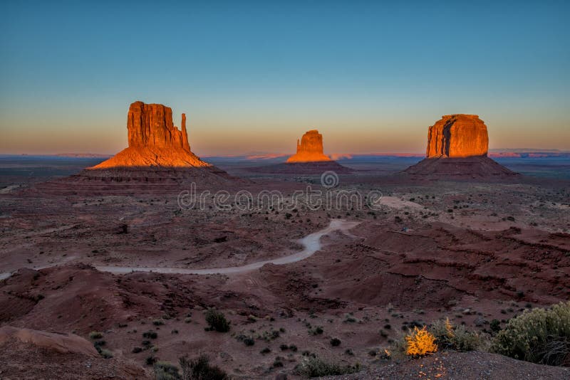 Monument Valley at sunset stock image. Image of butte - 48765897