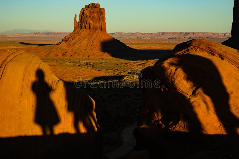 Monument Valley Sunset View with Shadows Stock Photo - Image of long ...