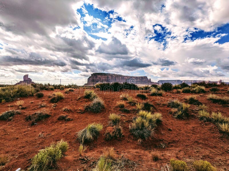 Monument Valley Utah Landscape,. Southwest, Cloudy Blue Sky Stock Photo ...