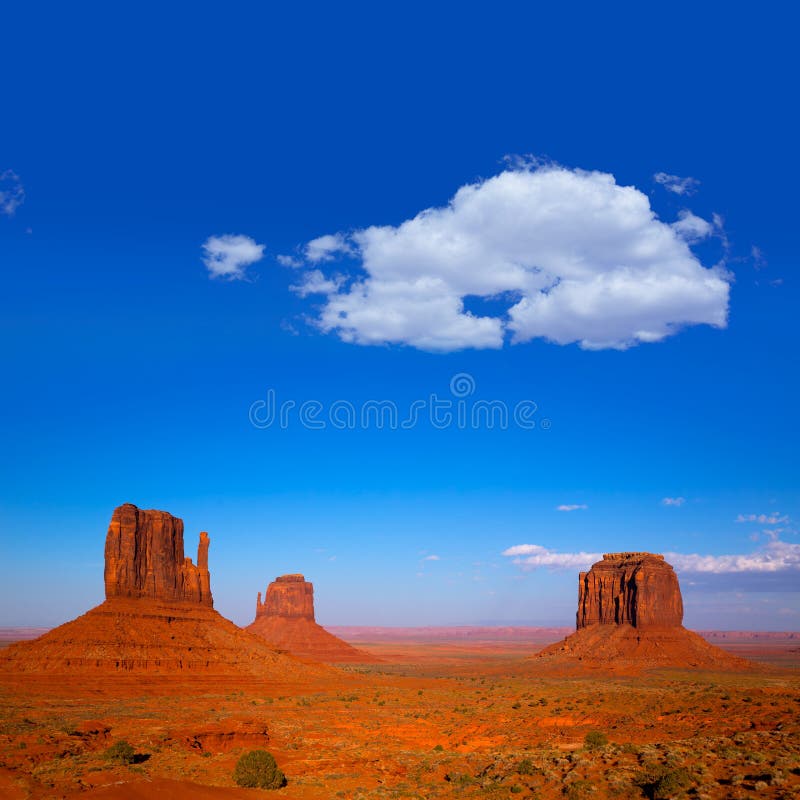 Monument Valley West and East Mittens and Merrick Butte Stock Image ...