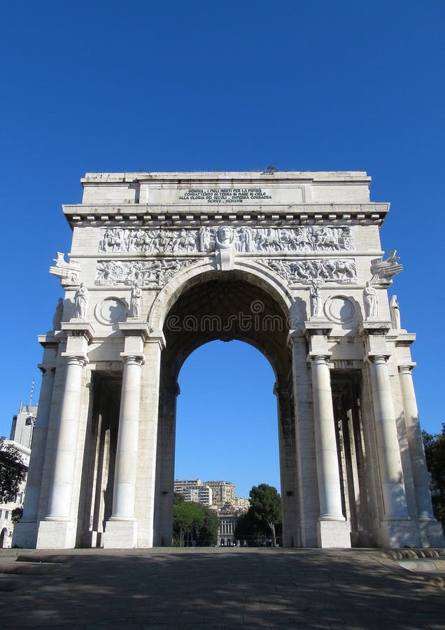 Monumental Arch of Victory in Genoa Stock Photo - Image of ancient ...