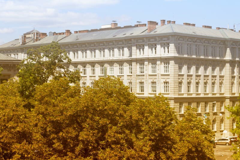 Monumental Building among Green Trees with Gradient Treatment Stock ...