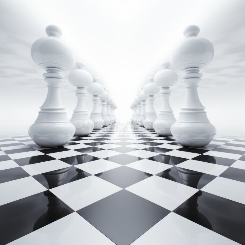 Monumental Chess Pieces on Checkered Background Stock Illustration ...