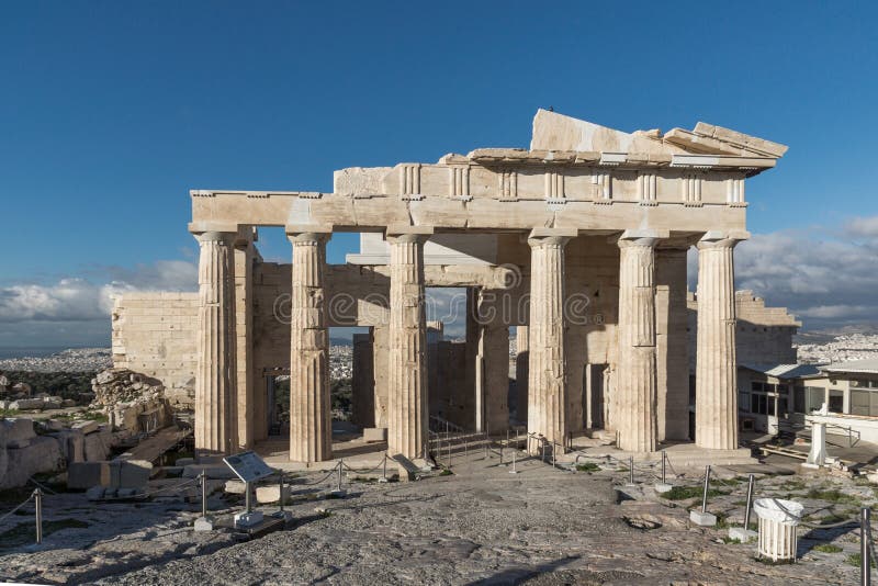 Monumental Gateway Propylaea in the Acropolis of Athens, Greece Stock ...
