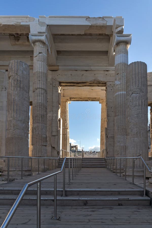 Monumental Gateway Propylaea in the Acropolis of Athens, Greece Stock ...