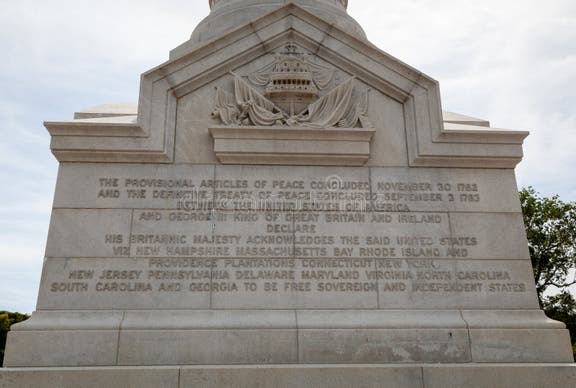 A Marble Monument at the Yorktown Battleground in Virginia. Editorial ...
