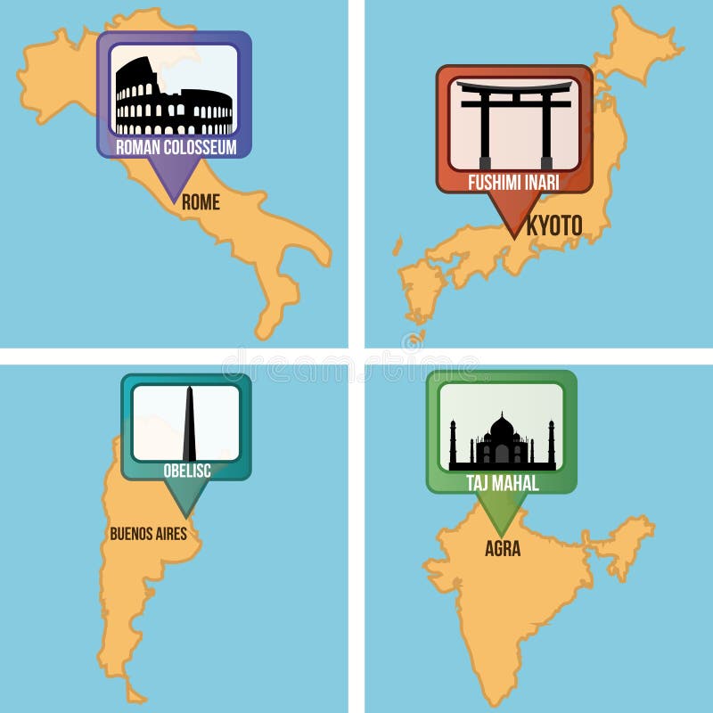 Monumente und Standorte stock abbildung. Illustration von aires - 56624256