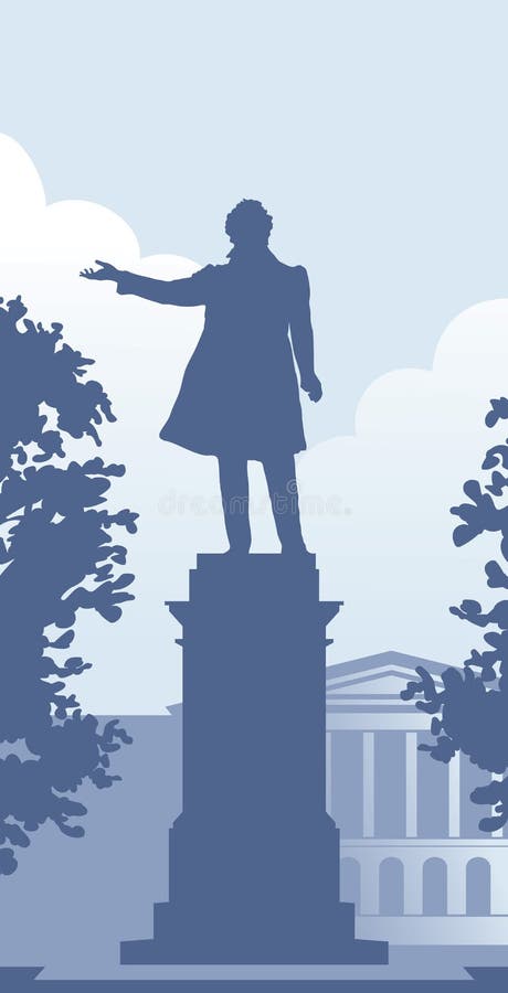 Monumento a Pushkin En San Petersburgo Ilustración del Vector - Ilustración de pushkin, famoso ...
