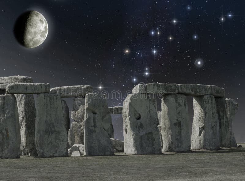 Monumento Di Stonehenge Nella Luce Della Luna Immagine Stock - Immagine ...