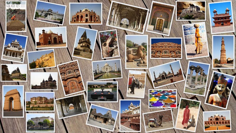 Famous Places of India in the Collage of Photos Stock Image - Image of ...