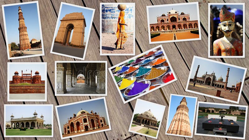 Monuments collage in india stock image. Image of asia - 83365041