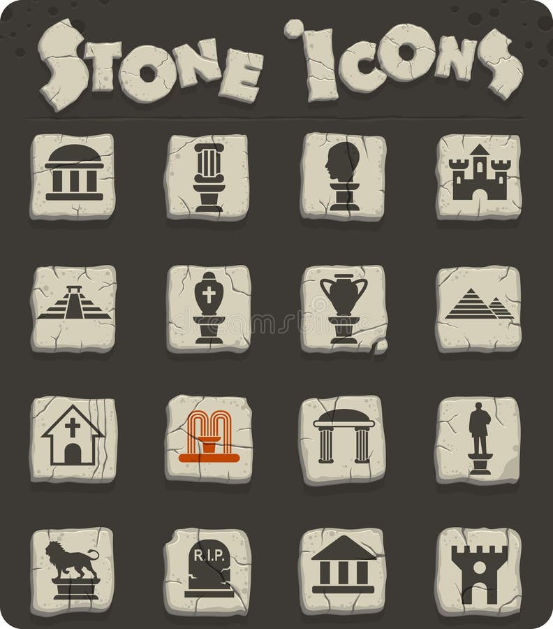 Monuments icon set stock illustration. Illustration of monument - 125771238