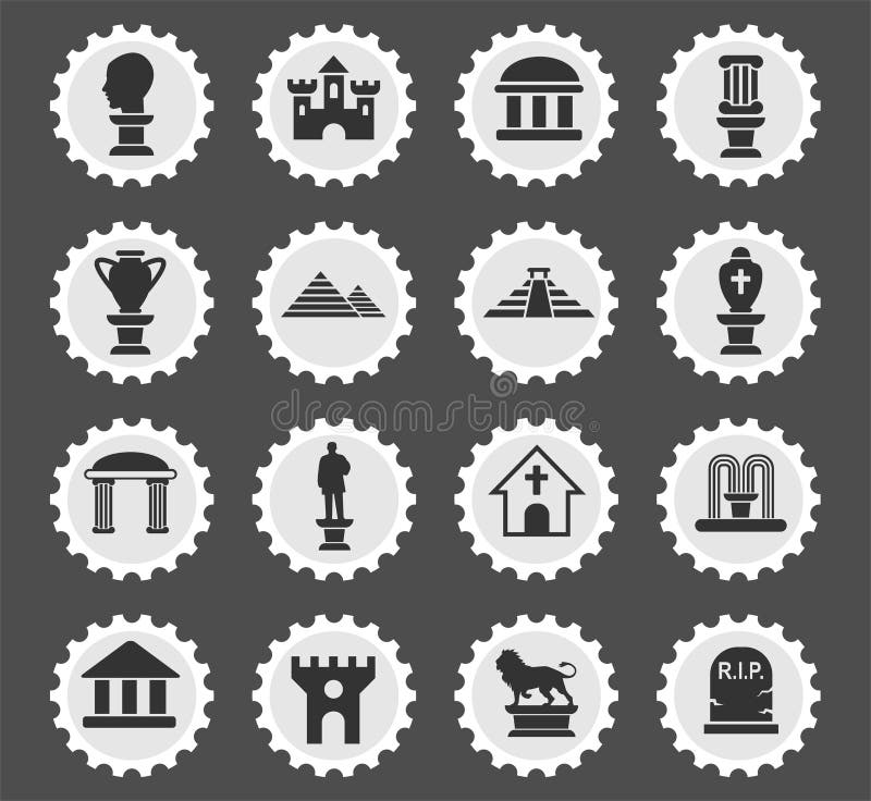 Monuments icon set stock vector. Illustration of monuments - 128428146