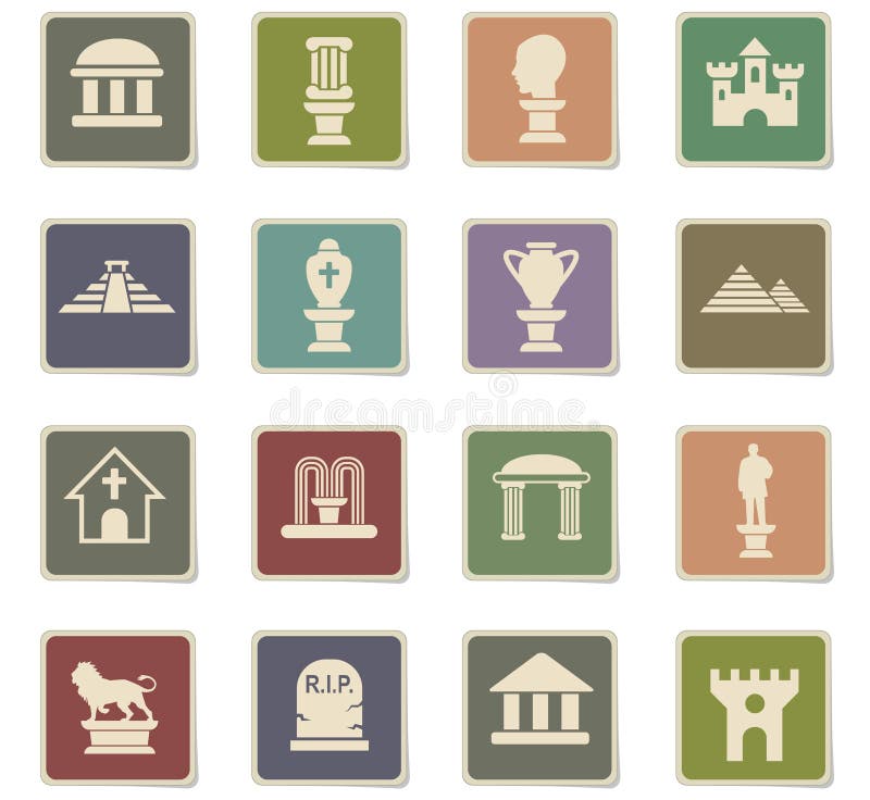 Monuments icon set stock vector. Illustration of icon - 121864206