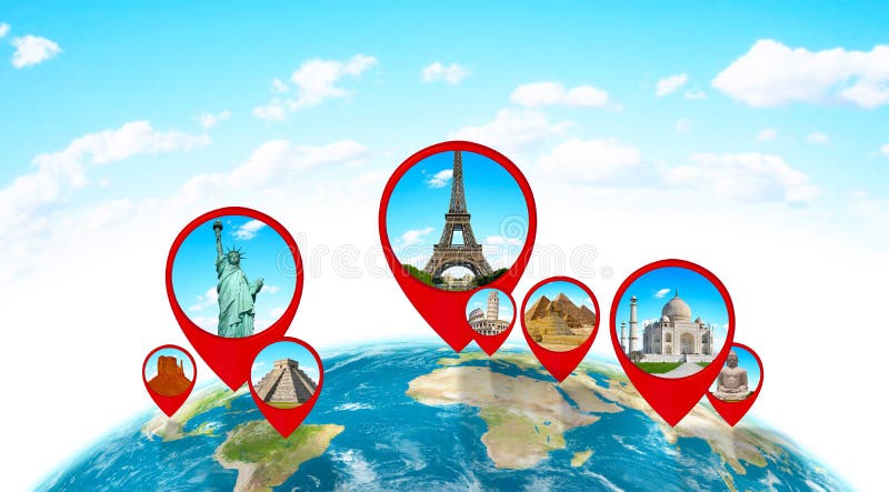 Monuments of the World on Planet Earth Stock Illustration ...
