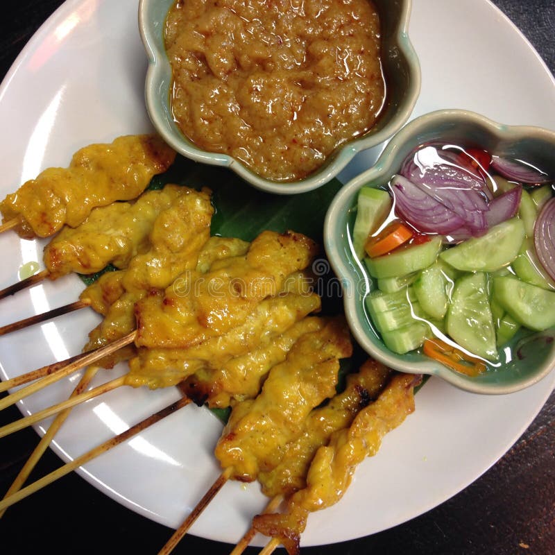 Moo Satay - Pork Satay Grilled Stock Photo - Image of meat, grilled ...